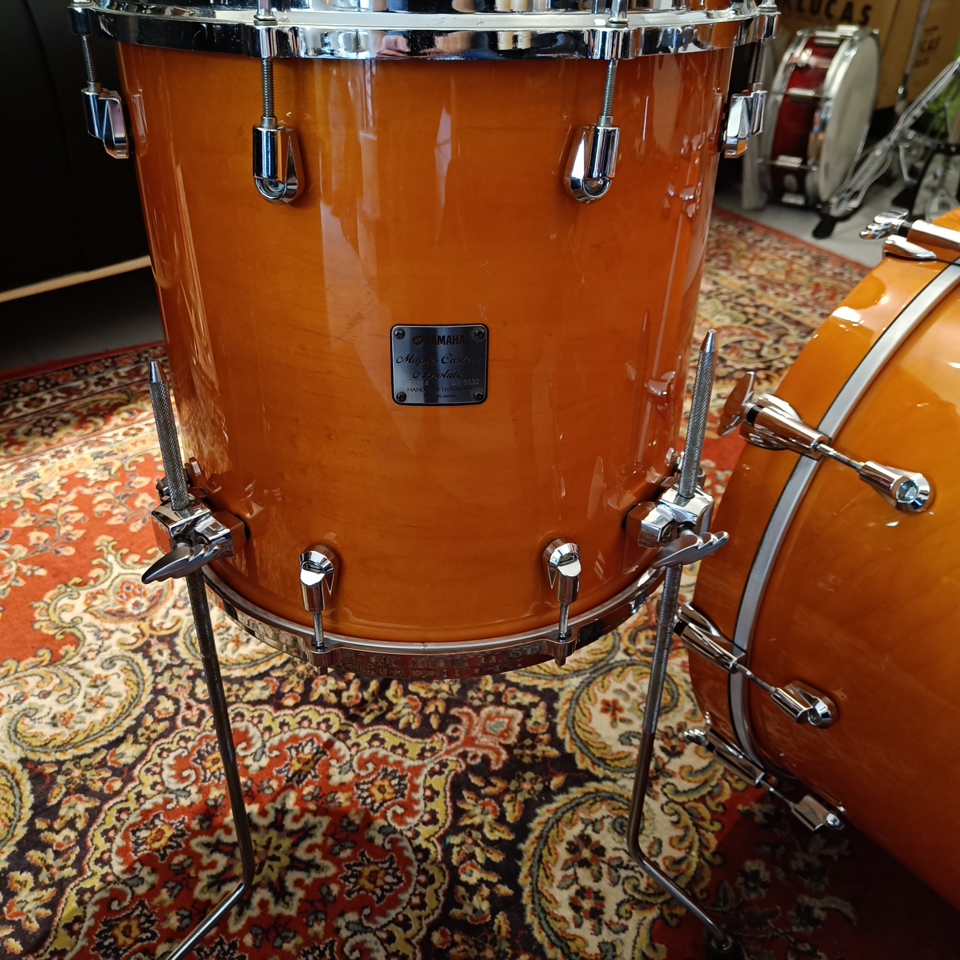 Yamaha Maple Custom Absolute 20"x16" 12"x10 14"x14 Amber Honey Made in ...