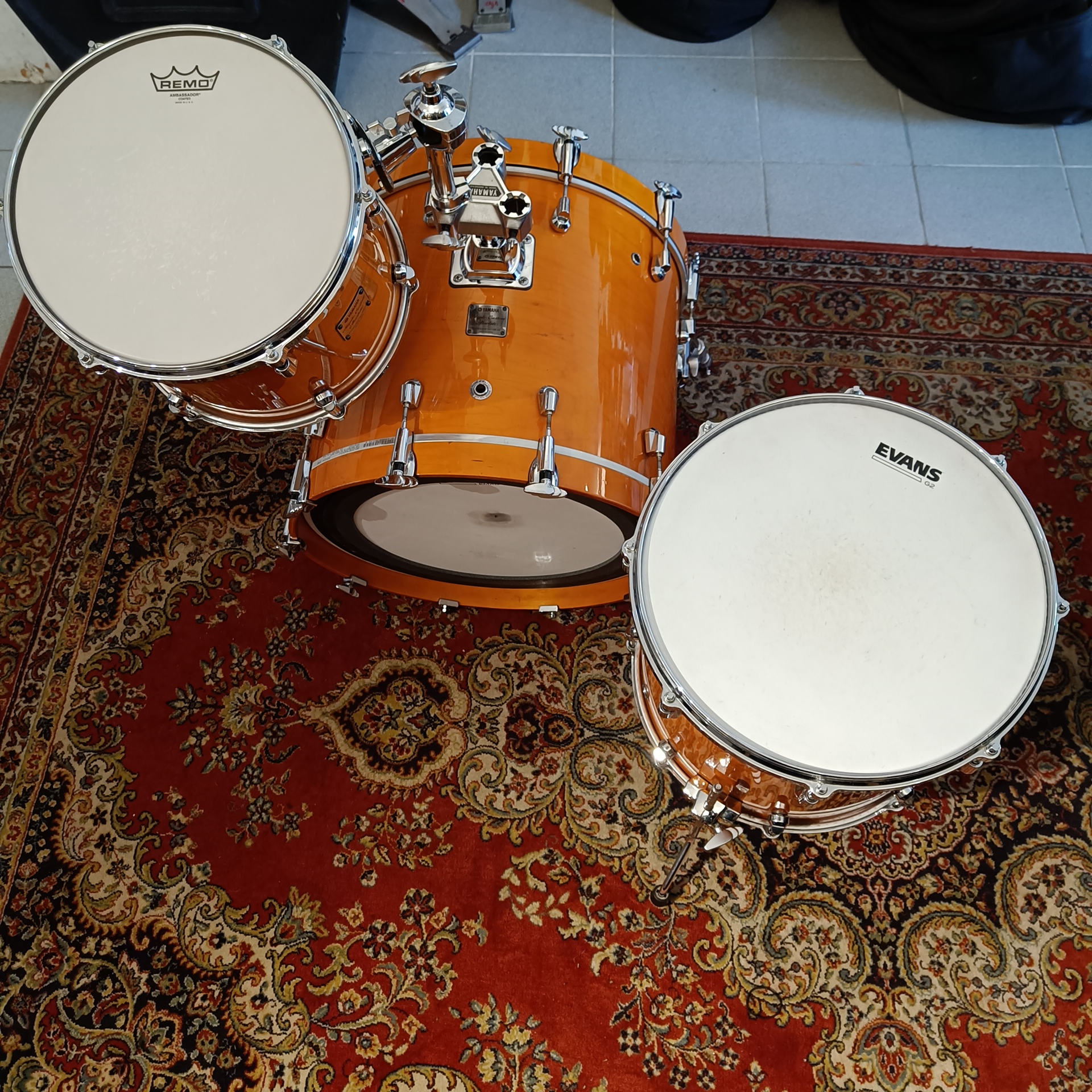 Yamaha Maple Custom Absolute 20"x16" 12"x10 14"x14 Amber Honey Made in ...